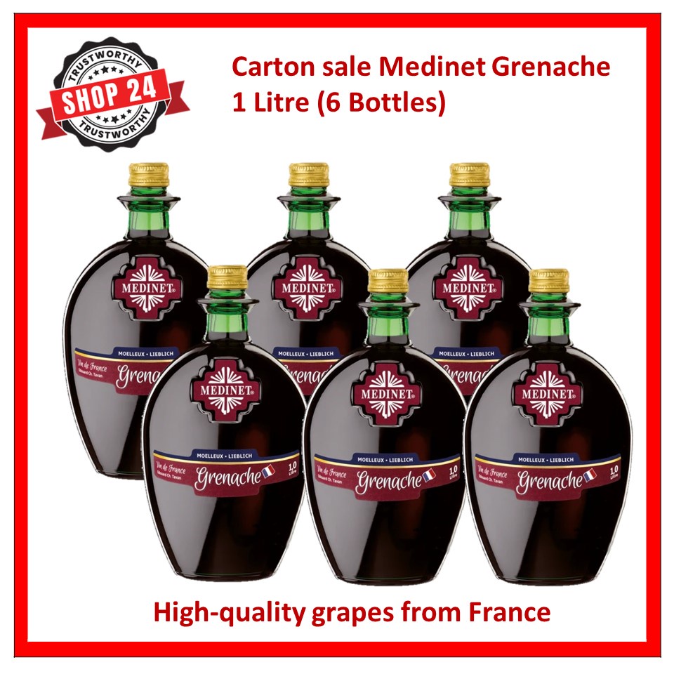 SHOP 24 Medinet Grenache 1 Litre Red Wine (6 Bottles) Good quality best ...