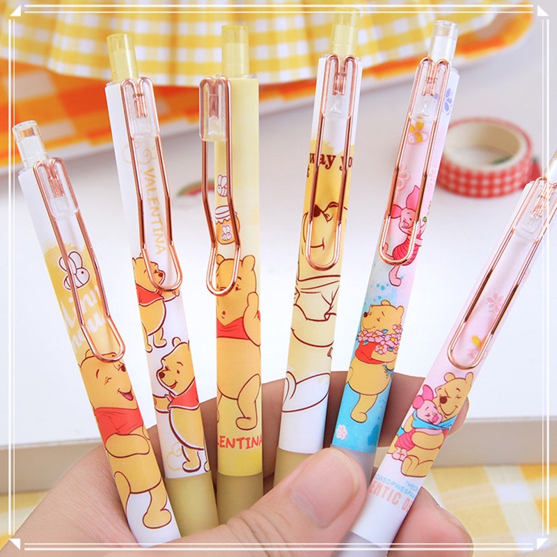 6Pcs/set Disney：Winnie The Pooh Q-1 Pens Gel Ink Pen Neutral Pens for ...