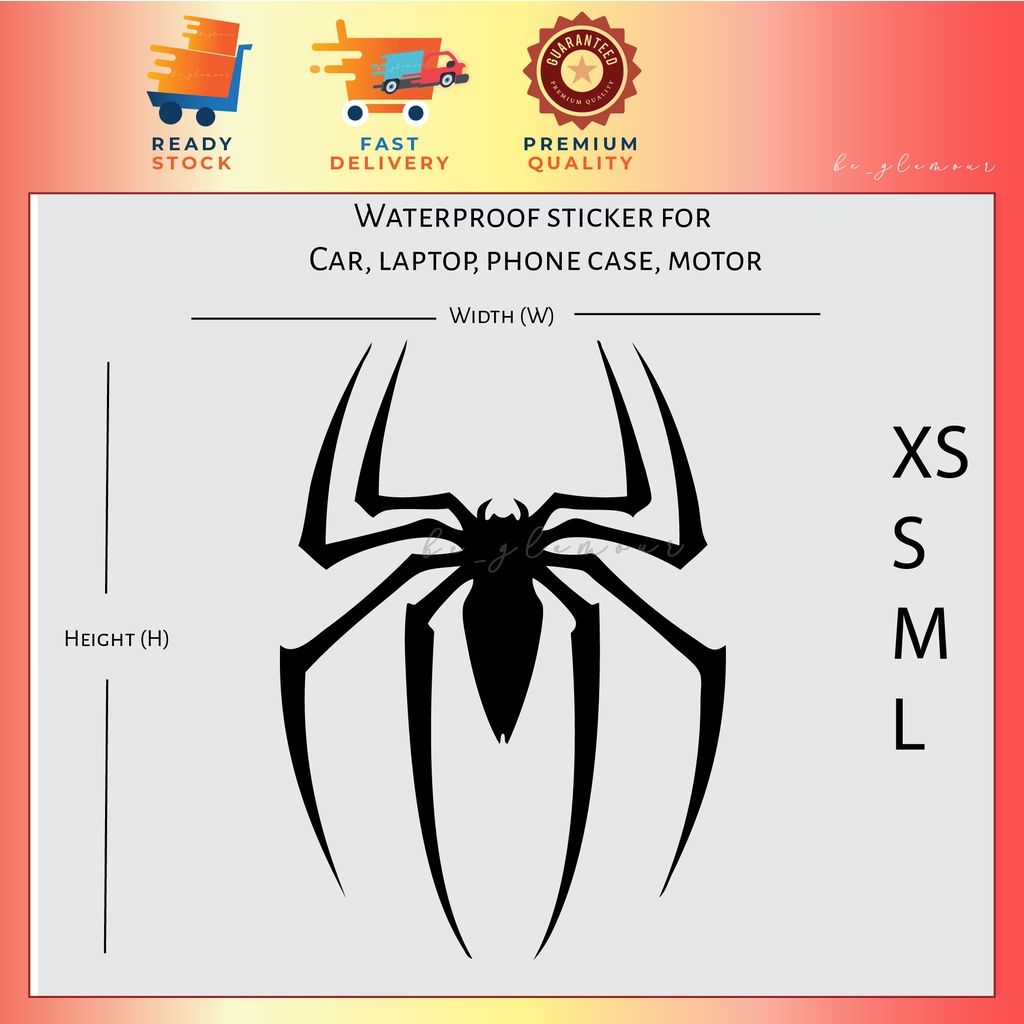 Spiderman Sticker Stiker Spidey Marvel Kereta Waterproof Car Motor ...