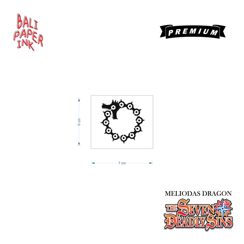 Bali Paper Ink PMM078 Meliodas Dragon Fruit Ink Temporary Tattoo ...