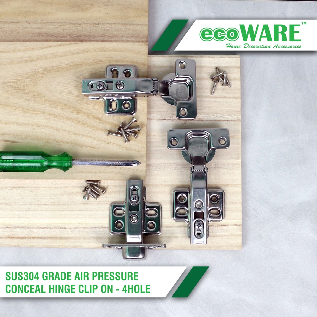ecoWARE Stainless Steel 304 Grade Air Pressure Conceal Hinge Clip On 4 ...