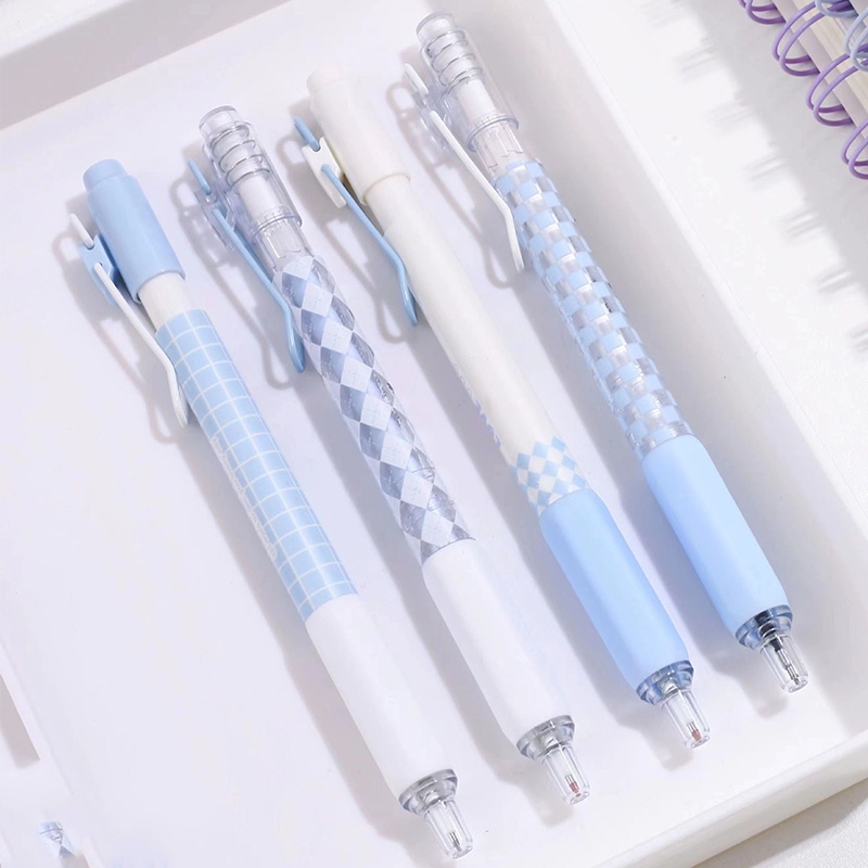 4Pcs/Box checkerboard Gel Pen Cute Blue checkered Pens Kawaii ...