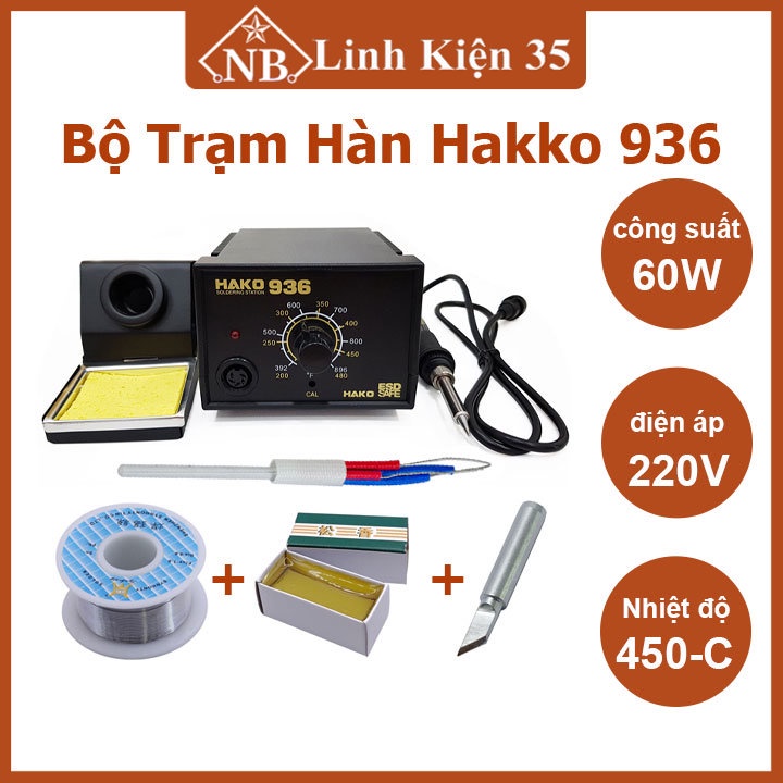 Hakko 936 soldering station set + soldering iron + rosin + soldering ...