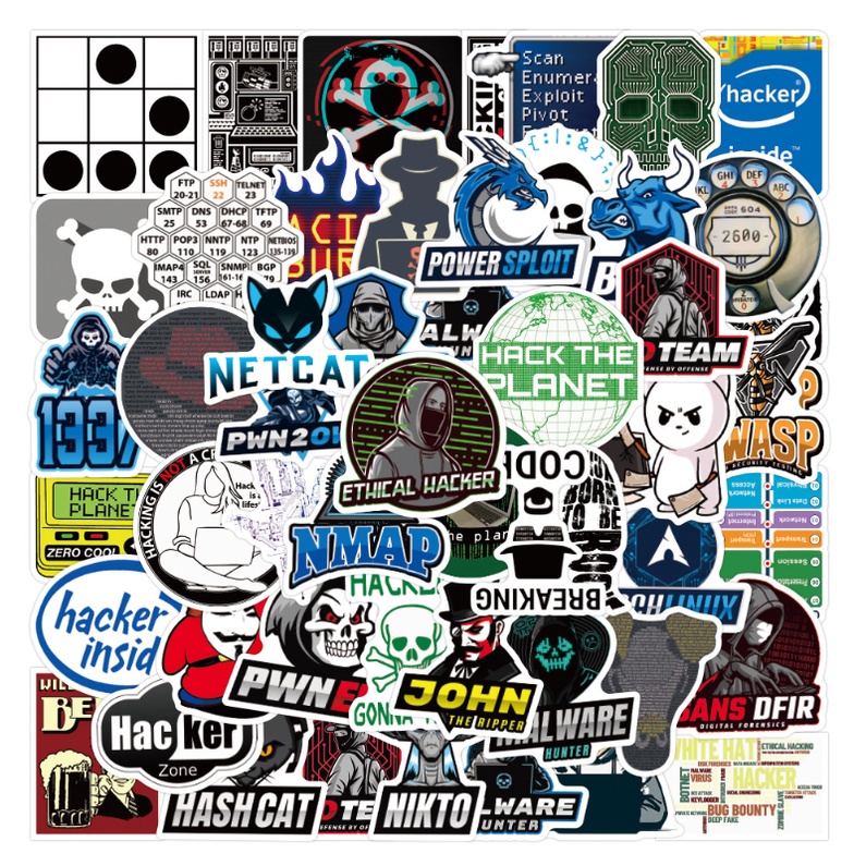 50pcs Hacker Stickers Vinyl Waterproof Stickers for Laptop Water Bottle ...