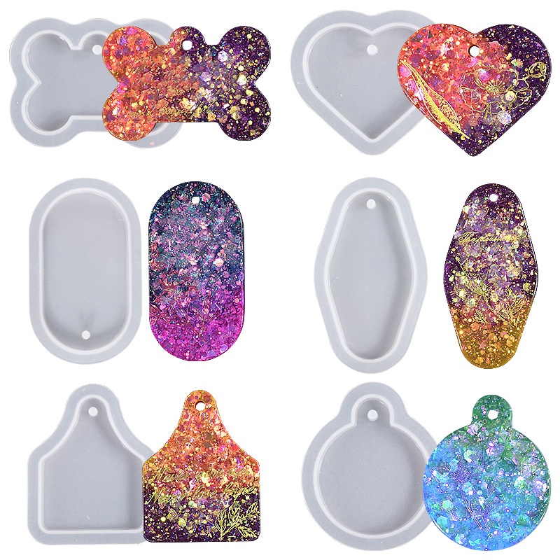 CHK Listed Hanging resin Silicone Mold Geometric Love Pendant Key Chain ...