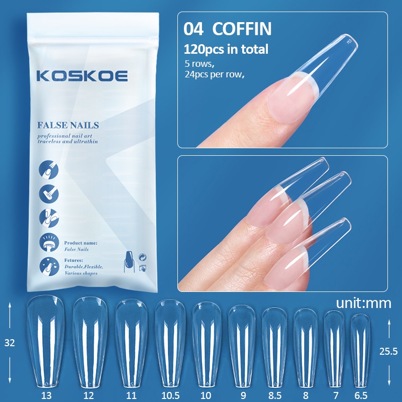 550Pcs Fake False Nails Tips Full French Acrylic ABS For Manicure ...