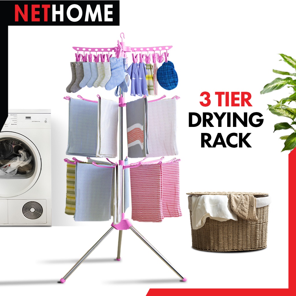️NETHOME ️3 Tier Clothes Hanging / Drying Rack / Ampaian Baju Baby ...