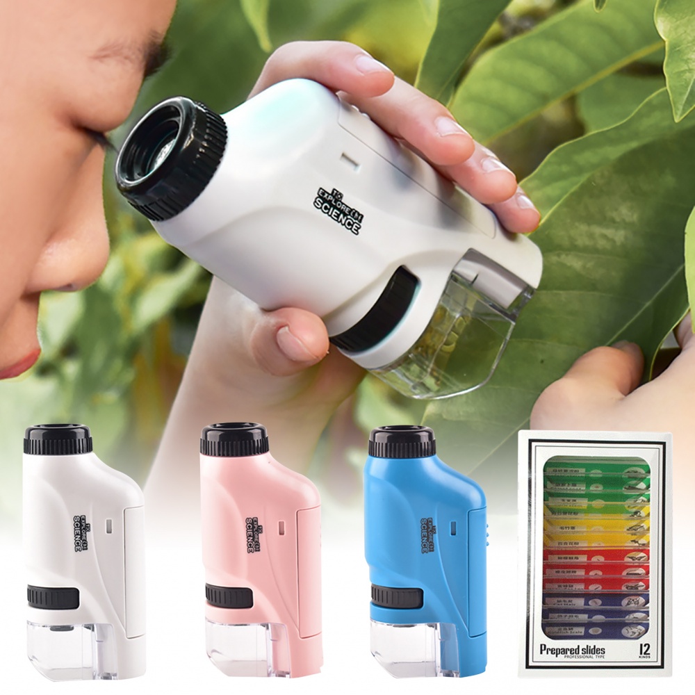 Mini Pocket Microscope Kit for Kids Science Microscope Toys Kit 60X ...