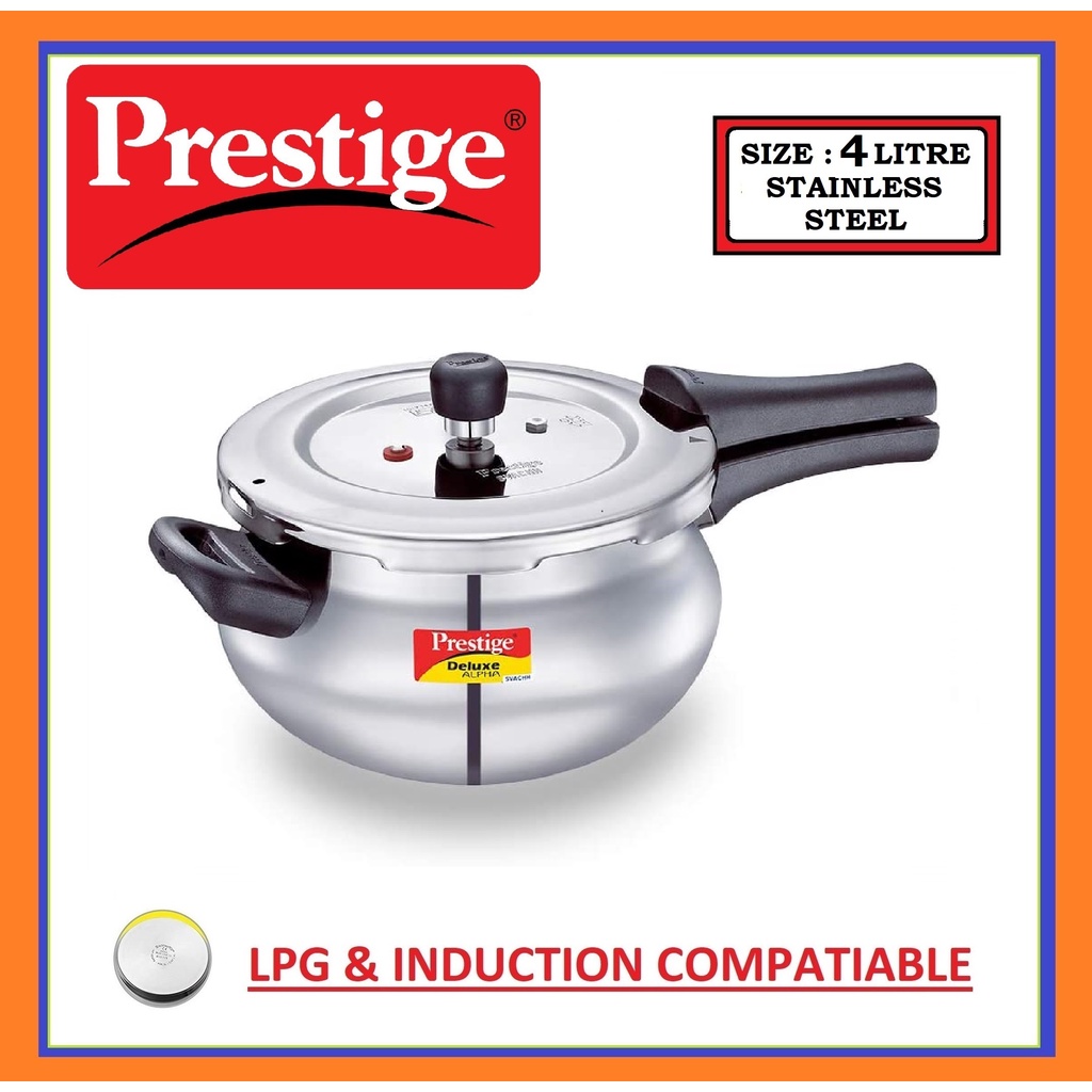 PRESTIGE DELUXE ALPHA SVACHH STAINLESS STEEL PRESSURE COOKER / 4.0 ...