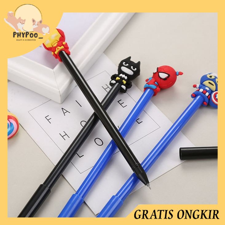 Phy-pulpen SUPERHERO MARVEL AVENGERS GEL Pen BATMAN SPIDERMAN IRONMAN ...