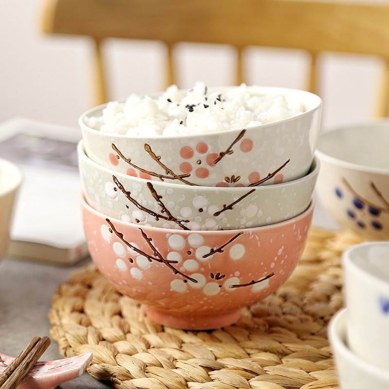 5 inch Ceramic Rice Bowl Straight Mouth Bowl Korean Style Porridge Bowl ...