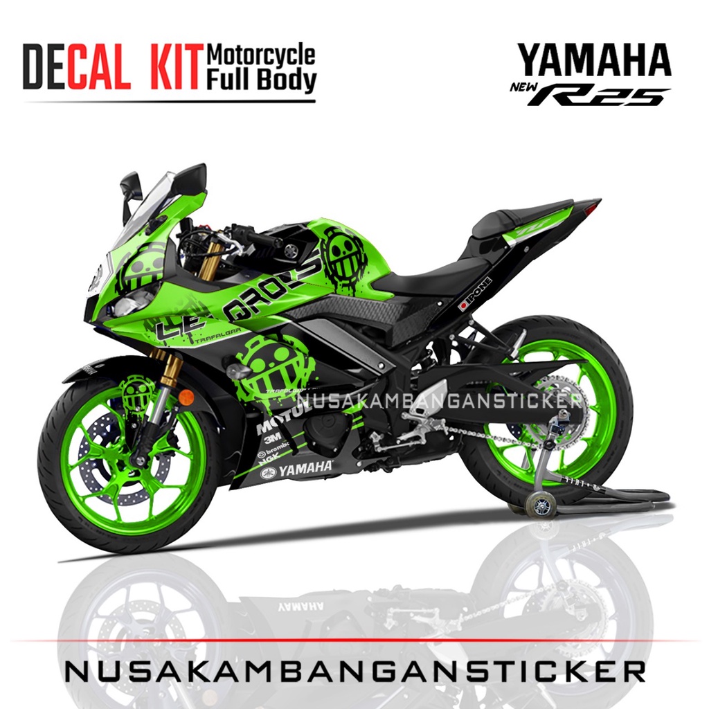 HIJAU Yamaha R25 New Motorcycle Decal Sticker Full Body Green Rock ...