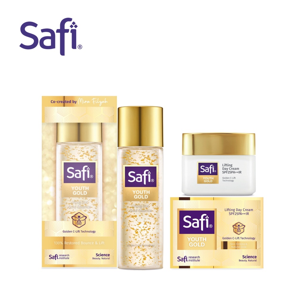 SAFI Youth Gold 24K Gold Essence 100ml + Day/Night Cream 45g | Shopee ...