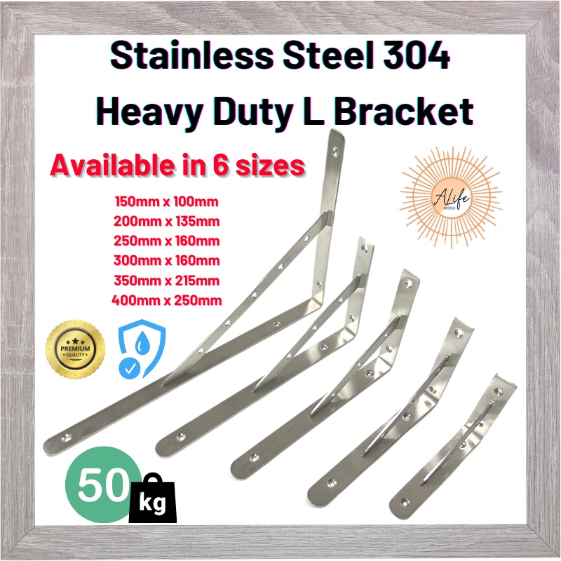 ALife 2pcs Sesiku Besi L Tahan Karat Dinding Rak Buku Papan Stainless ...