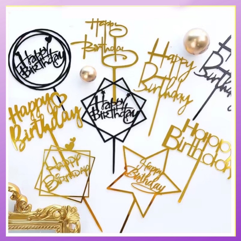 Happy Birthday Topper Acrylic Cake Topper Birthday Party Decorations ...
