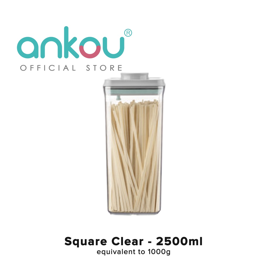 ANKOU AirTight Food Container - Square Clear (850ml/ 1500ml/ 2000ml/ 2500ml) | Shopee Singapore