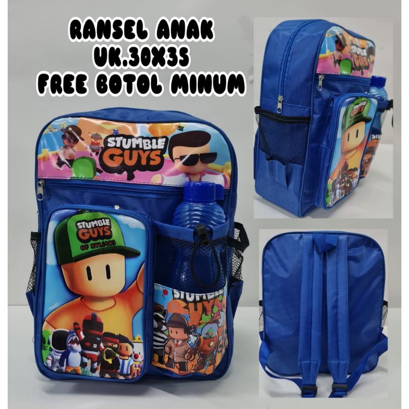 Stumble guys Bag Boys Backpack Stumble guys Character Free Drink Bottle ...