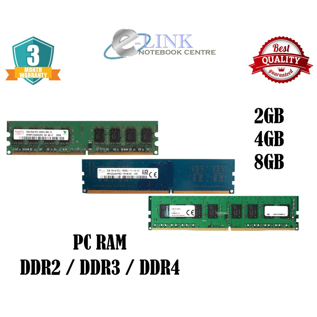 ( Memory PC Desktop RAM Mixed Brand Refurbished )PC DDR2 / DDR3 / DDR4 RAM 2GB ~ 8GB RAM ...