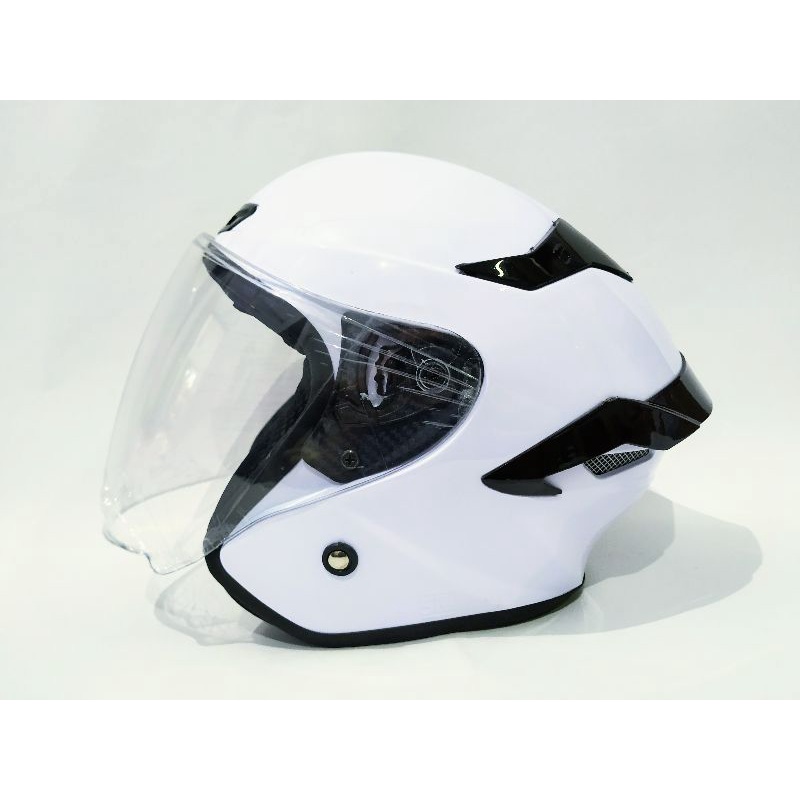PUTIH Arl TT COURTE WHITE SINGLE VISOR HALF FACE SNI HELMET. | Shopee ...