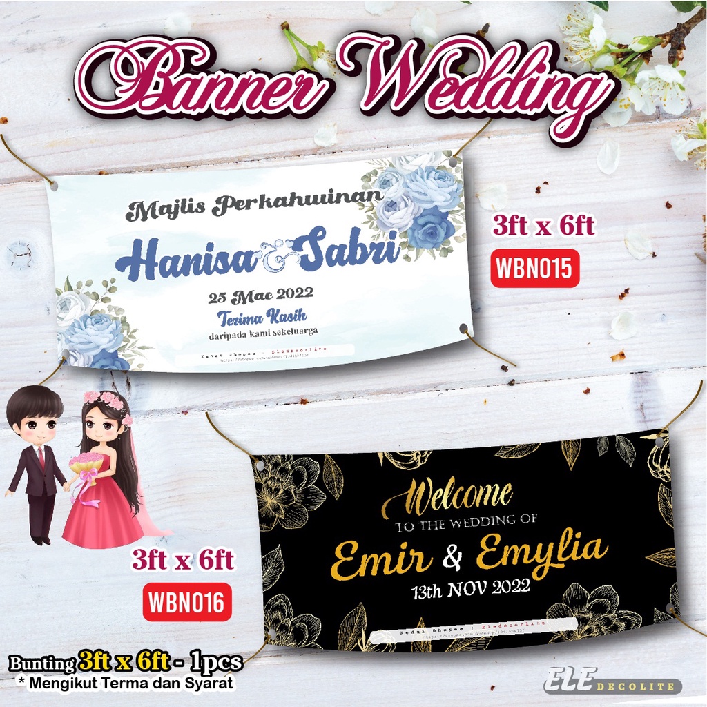 3x 6 Kahwin Banner/Wedding Majlis Banner /Wedding Banner | Shopee Singapore