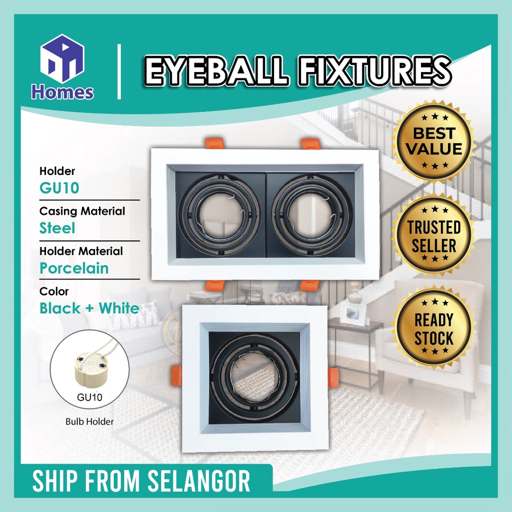 Eyeball Casing GU10 Lamp Holder Led Bulb Spotlight Recessed Downlight ...