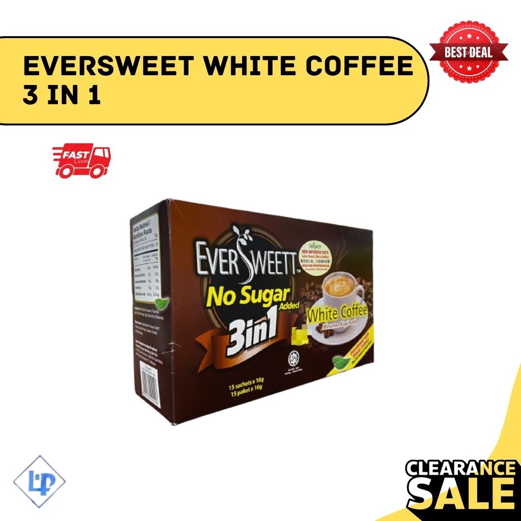 EverSweet Sugar Free 3-in-1 White Coffee/ Kopi tanpa gula | Shopee ...