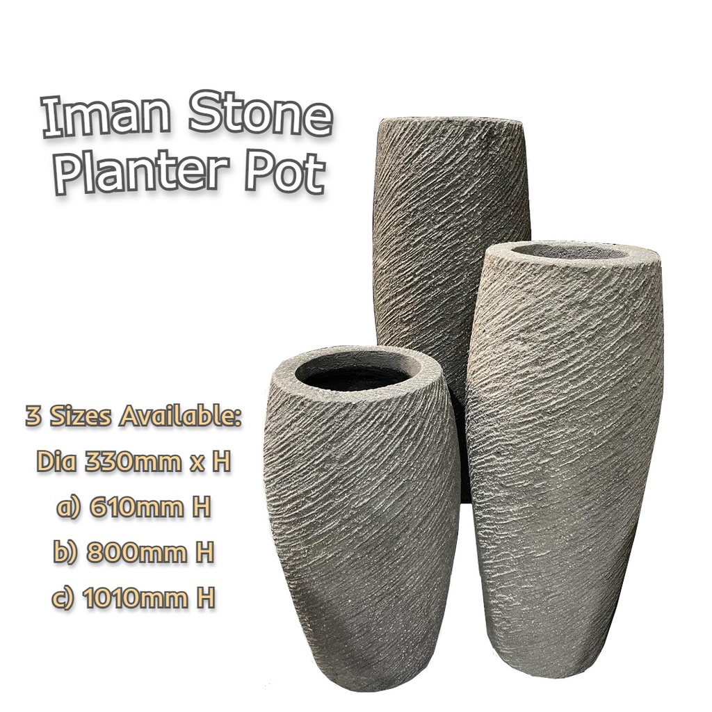Balinese Stone Black Lava Pot Pots x Various heights | Shopee Singapore