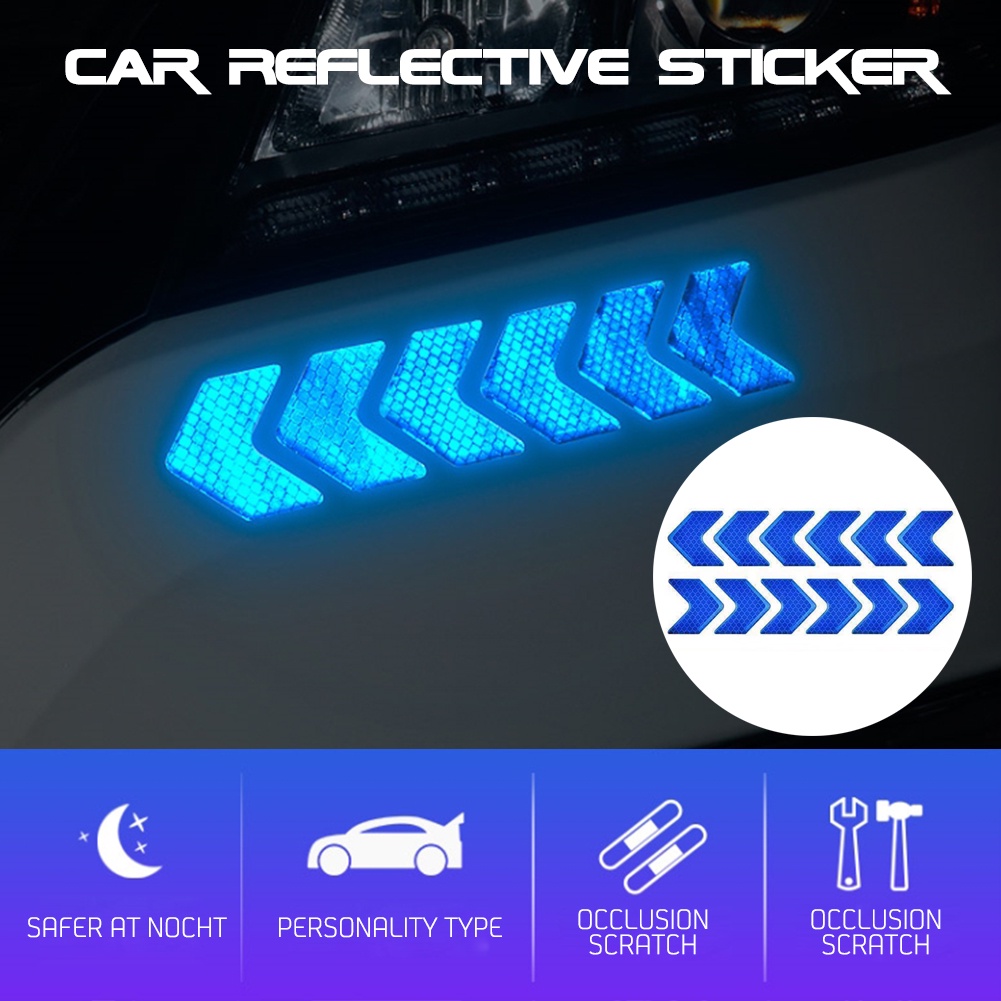 12Pc/Set Car Reflective Sticker Arrows Pattern Warning Decals For ...