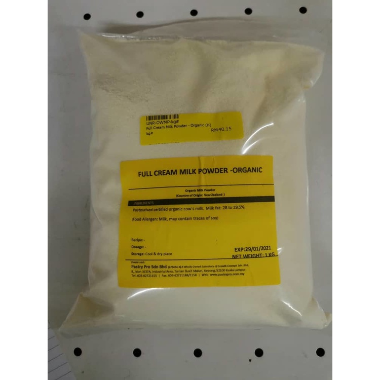 Full Cream Milk Powder, Organic, 1 kg | Shopee Singapore