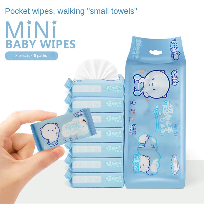 【SG Ready Stock】 64 Sheets Mini Baby Wipes Portable Wet Tissue ...