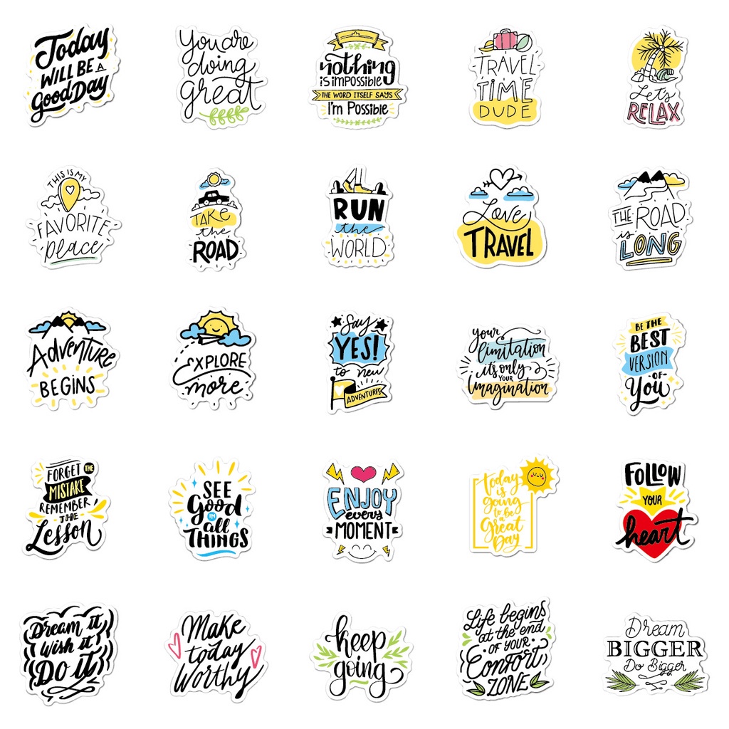 [SG]50/100/200pcs Inspiring quotes Sweet Encouraging Words Sticker PVC ...