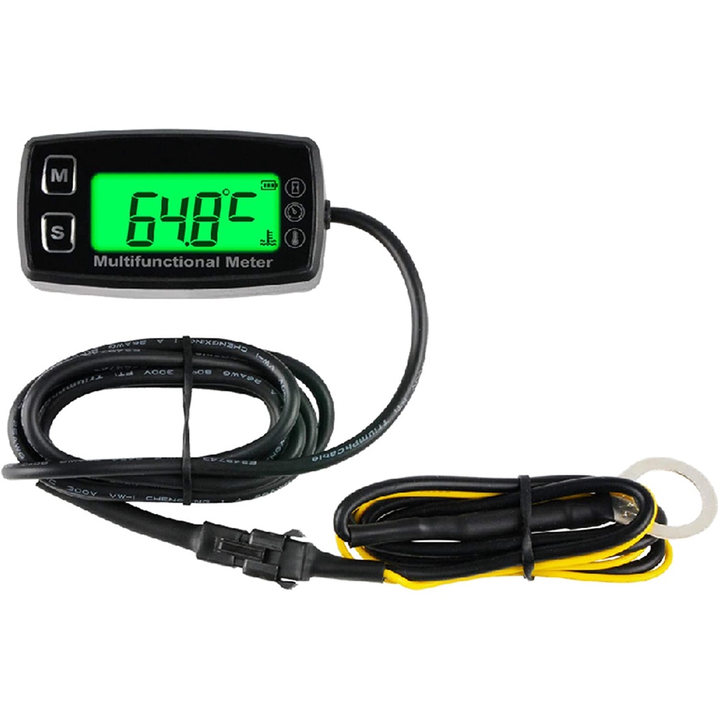 Runleader HM035T TS002 Inductive Tachometer with Hour Meter Thermometer ...