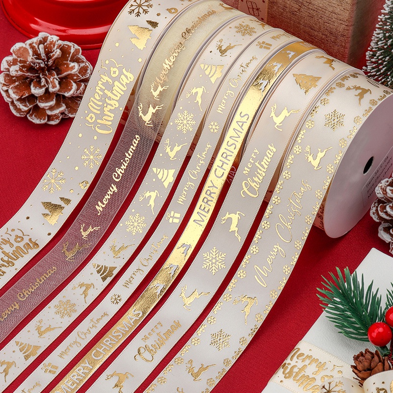 9.1m/roll Warm Platinum Christmas Ribbon cake Bake Christmas tree gifts ...