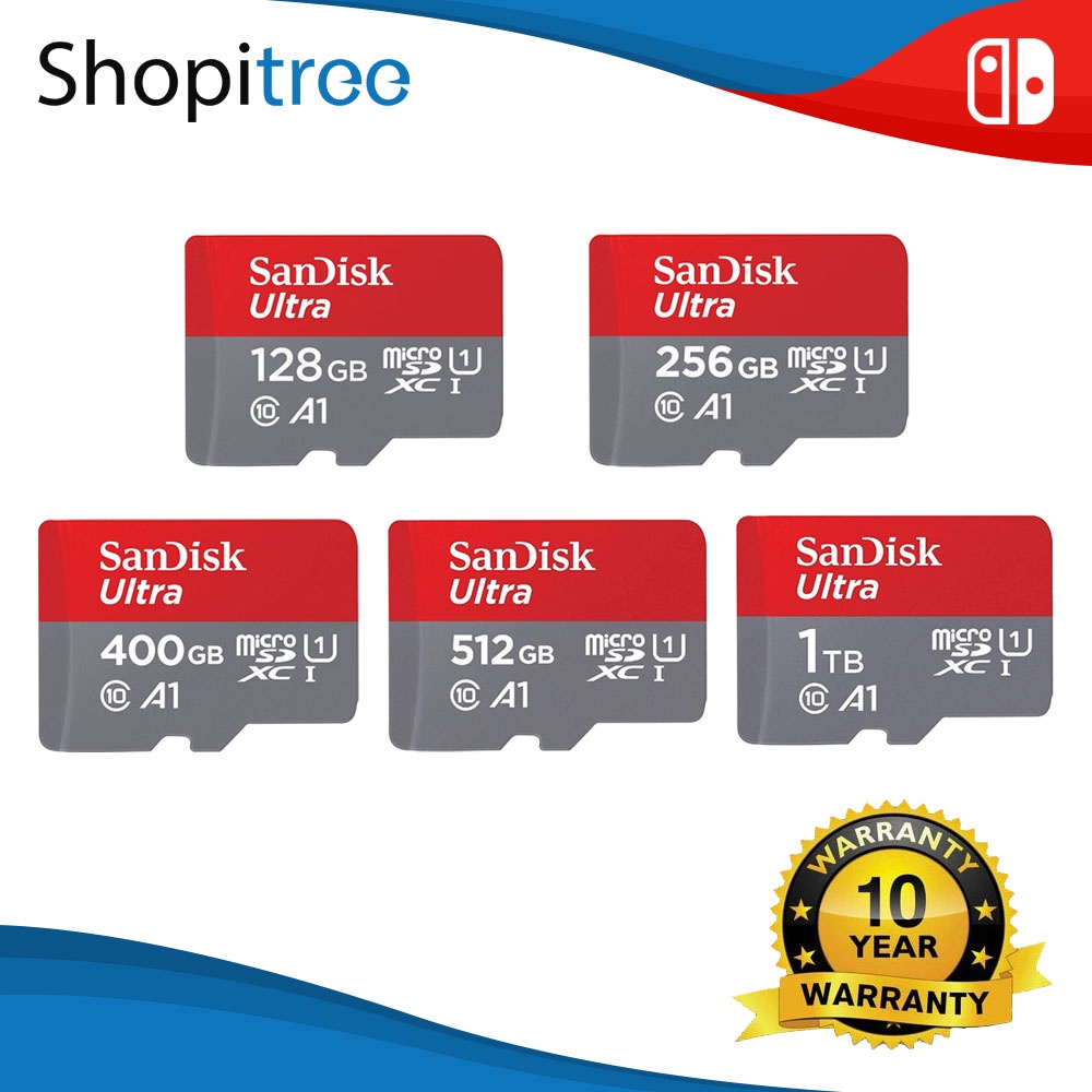 SanDisk microSDXC Card 128GB / 256GB / 400GB / 512GB / 1TB + 10 Years Warranty | Shopee Singapore