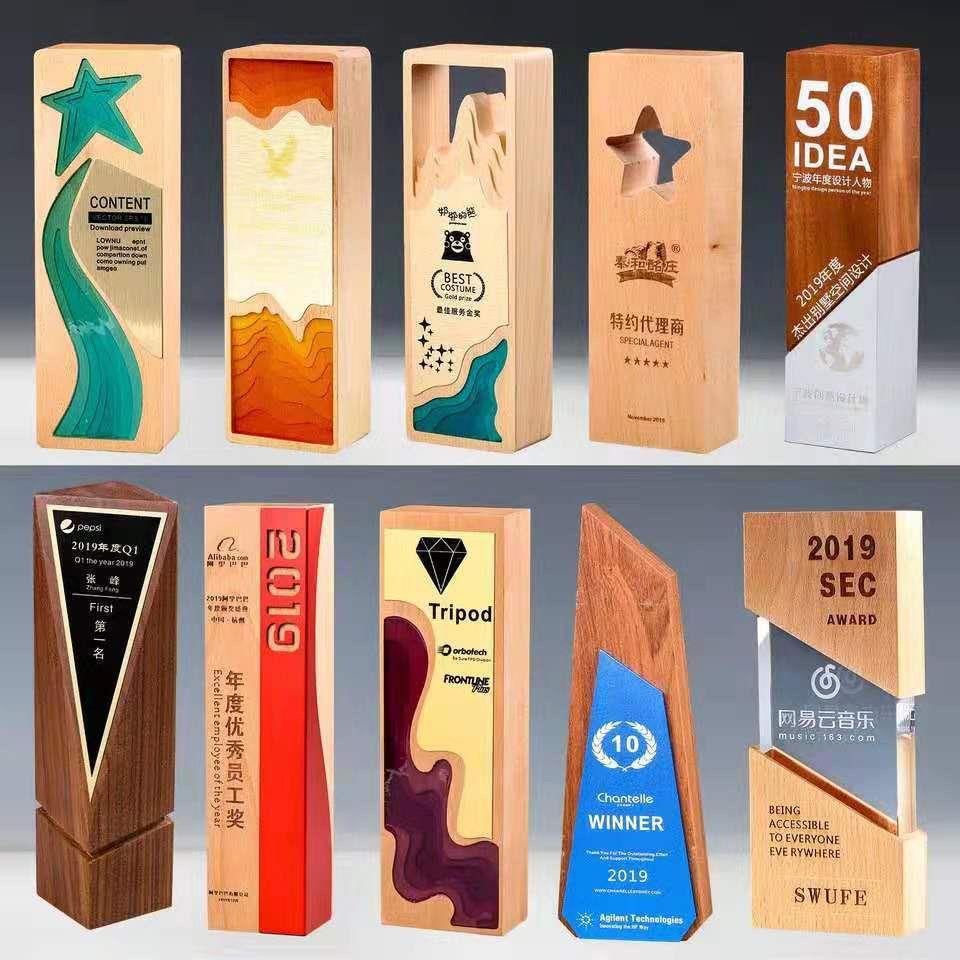 Solid Wood Crystal Trophy Custom-Made Creative Lettering Corporate ...