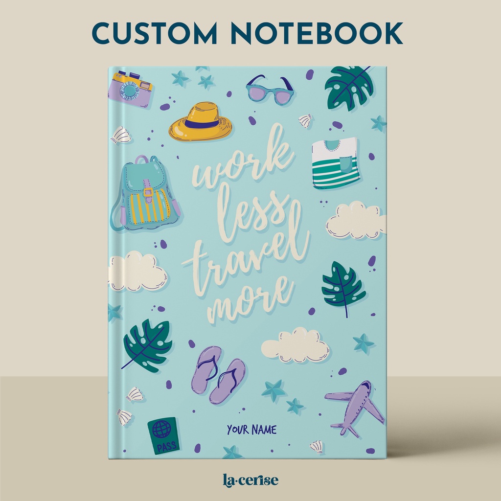 Travel Beach Blue/Custom Notebook Aesthetic, Journal, Diary/Hardcover ...