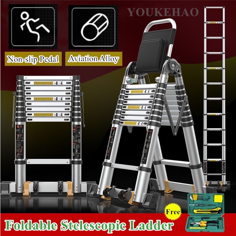 Stelescopic Ladder Step Folding Anti-slip Aluminum Alloy Thickened ...