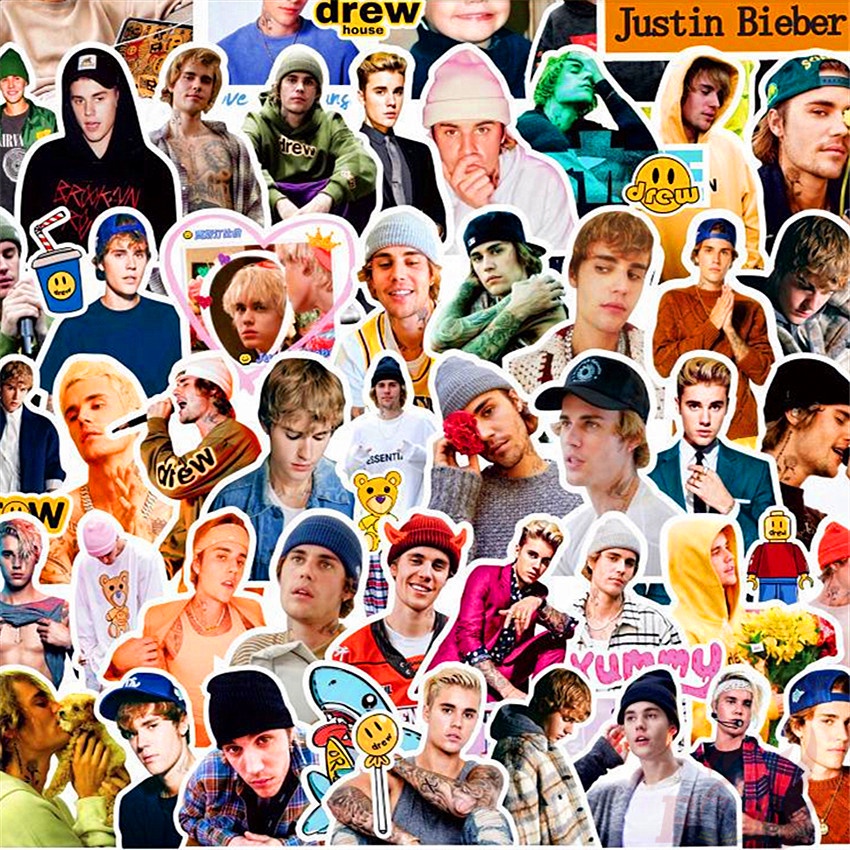 55Pcs/Set Justin Bieber Stickers Pop Singer Actor DIY Fashion Decals ...