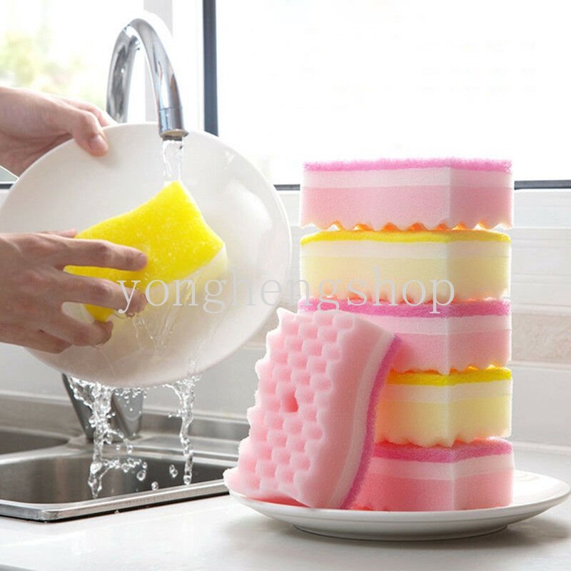 4pcs/set S-type Wave Sponge Water Absorbing Sponges Brush Kitchen Dish ...
