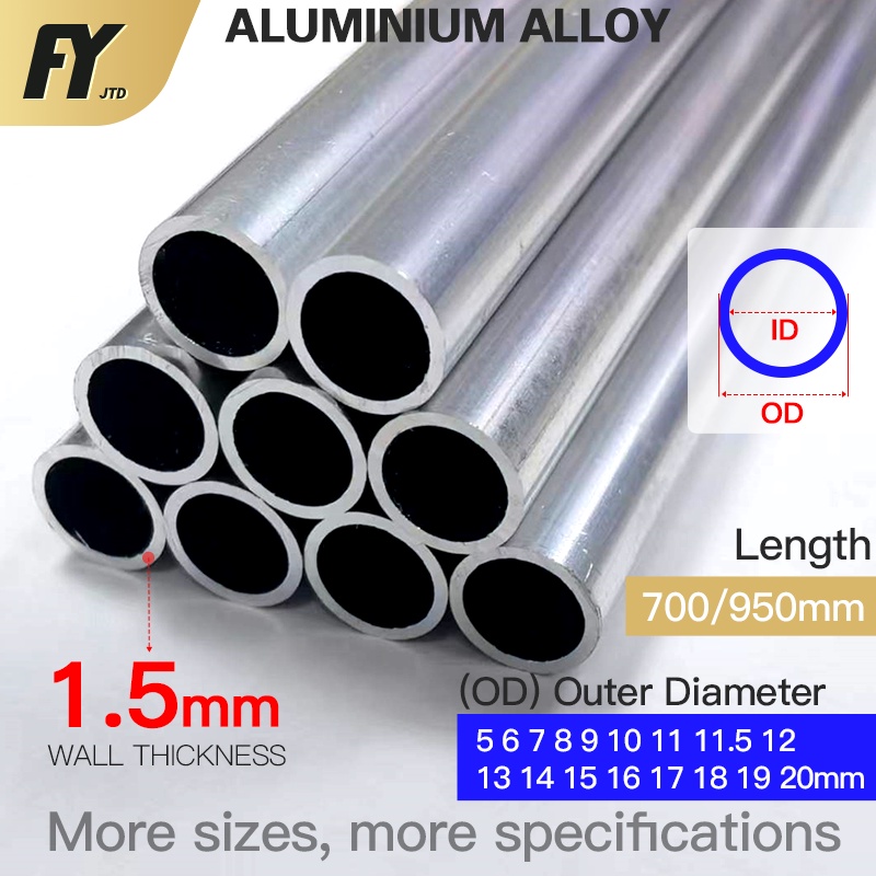 FUYI aluminum tube 1.5mm wall thickness OD 5-20mm pipe 700mm 950mm ...