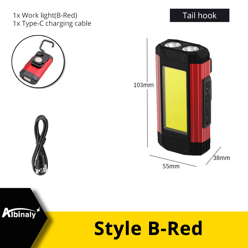 LED COB work light Rechargeable Magnetic Work Light Portable Flashlight ...