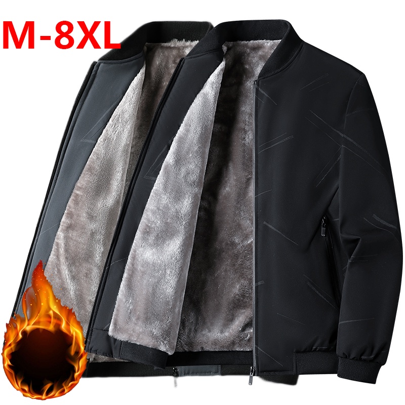 M-8XL Fleece Lining Thermal Jacket Men Autumn Winter Korean Version ...