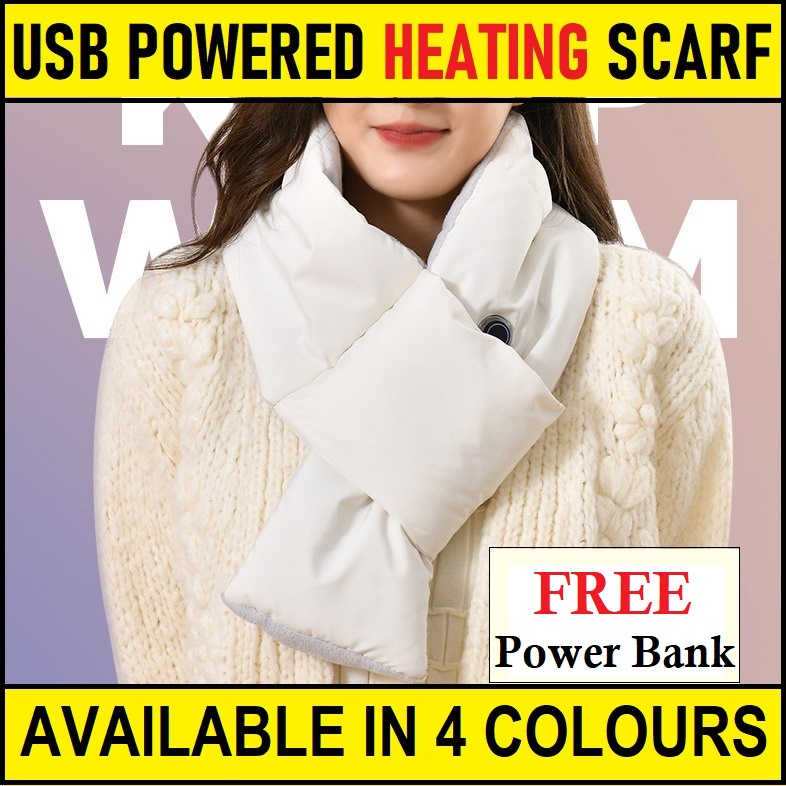 USB Powered Heating Scarf Warms Neck Back Stomach Include Power Bank 3 ...