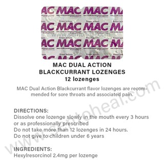 Mac Dual Action Blackcurrant Lozenges 12s - Relief Sore throat | Shopee ...