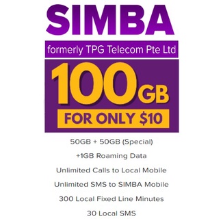 SIMBA 100GB Data Plan or Main Account $10 Top Up / Recharge / Renew ...