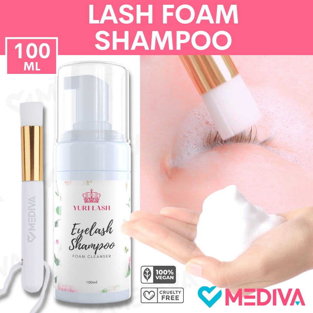 Eyelash Extension Foam Shampoo for Lash Spa Mousse Formulated Cleansing Foam Bubble with Brush ...