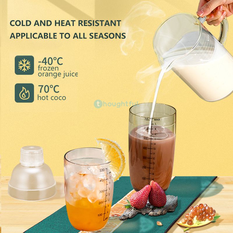 350/530/700/1000ML Hand Shake Cup Cocktail Shaker Transparent Mixer Cup ...
