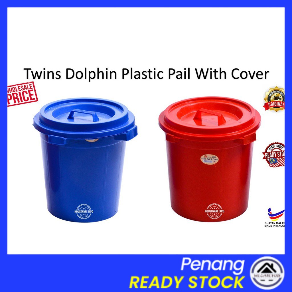 Wecareyou20 Plastic Pail with Cover Tong Plastik Water Tub Tong Air ...