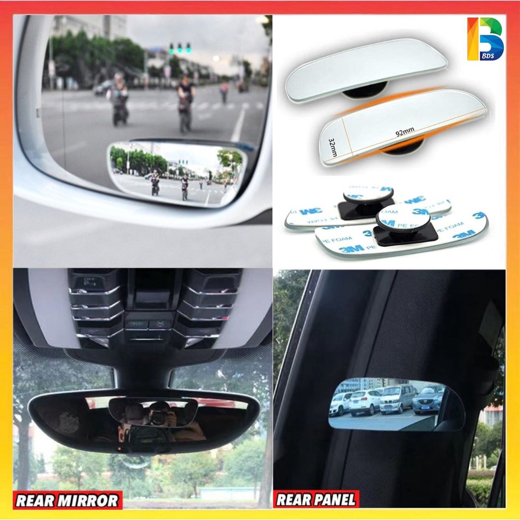 FRAMELESS BLIND SPOT MIRROR Wide Angle Square HD Glass Convex Rear View ...