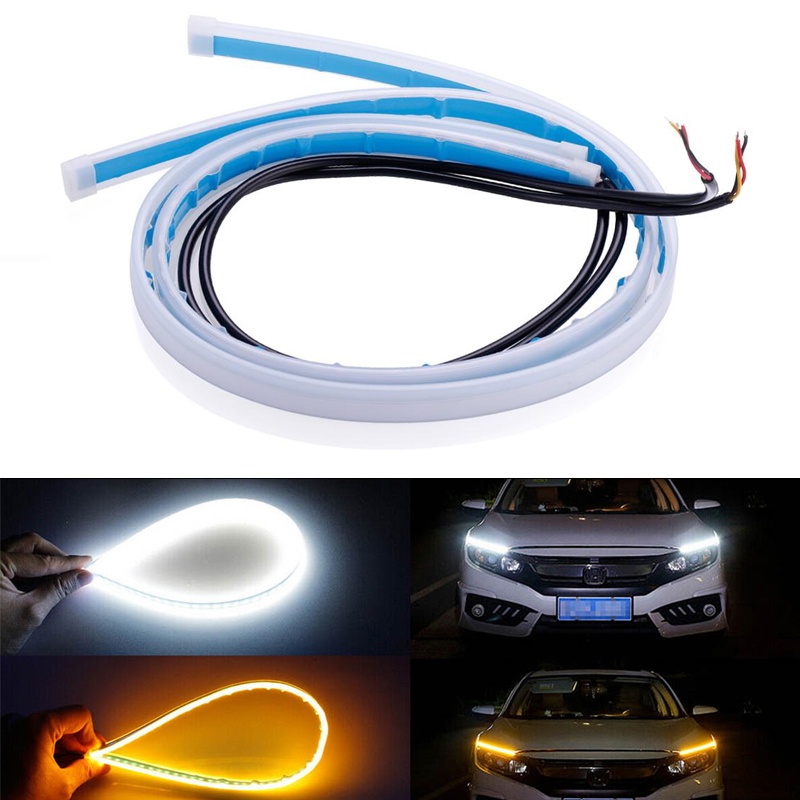 2 pieces DRL LED Strip Turn Signal Light Bright Yellow Flexible Turn ...